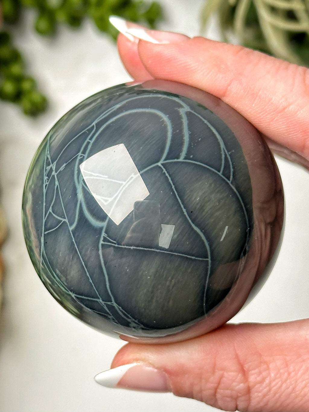 Spider Web Obsidian Sphere - #2 – lovingthyselfrocks